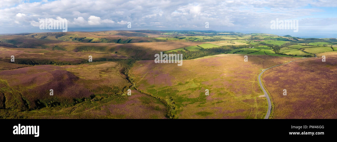 United Kingdom, Devon, Exmoor National Park, aerial view over the moors ...