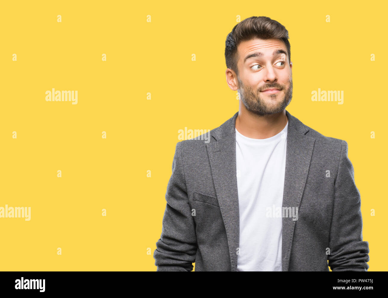 Young handsome business man over isolated background smiling looking ...