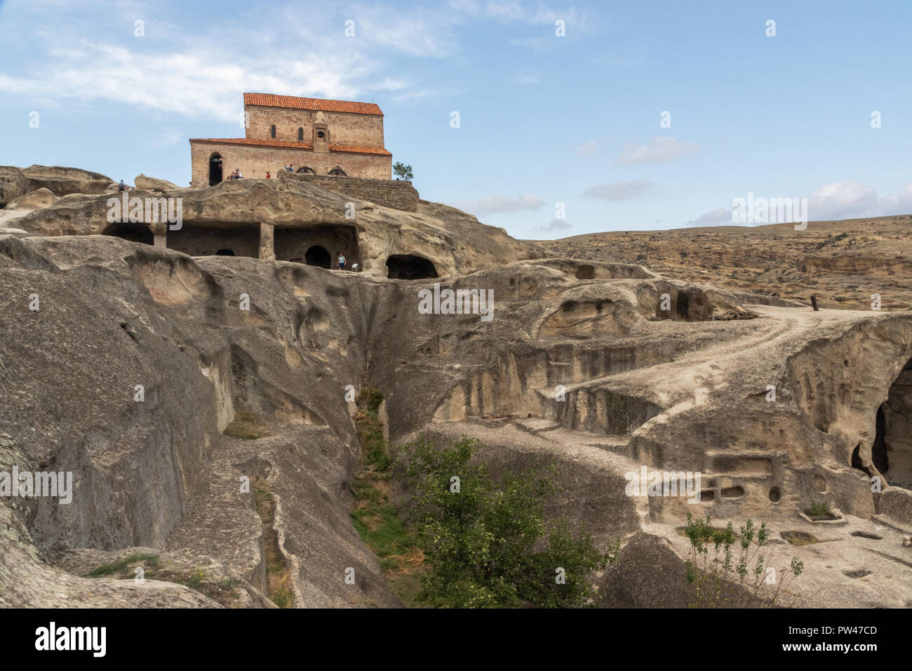 Ancient cave city of Uplistsikhe overlooking the Mtkvari river, in the ...