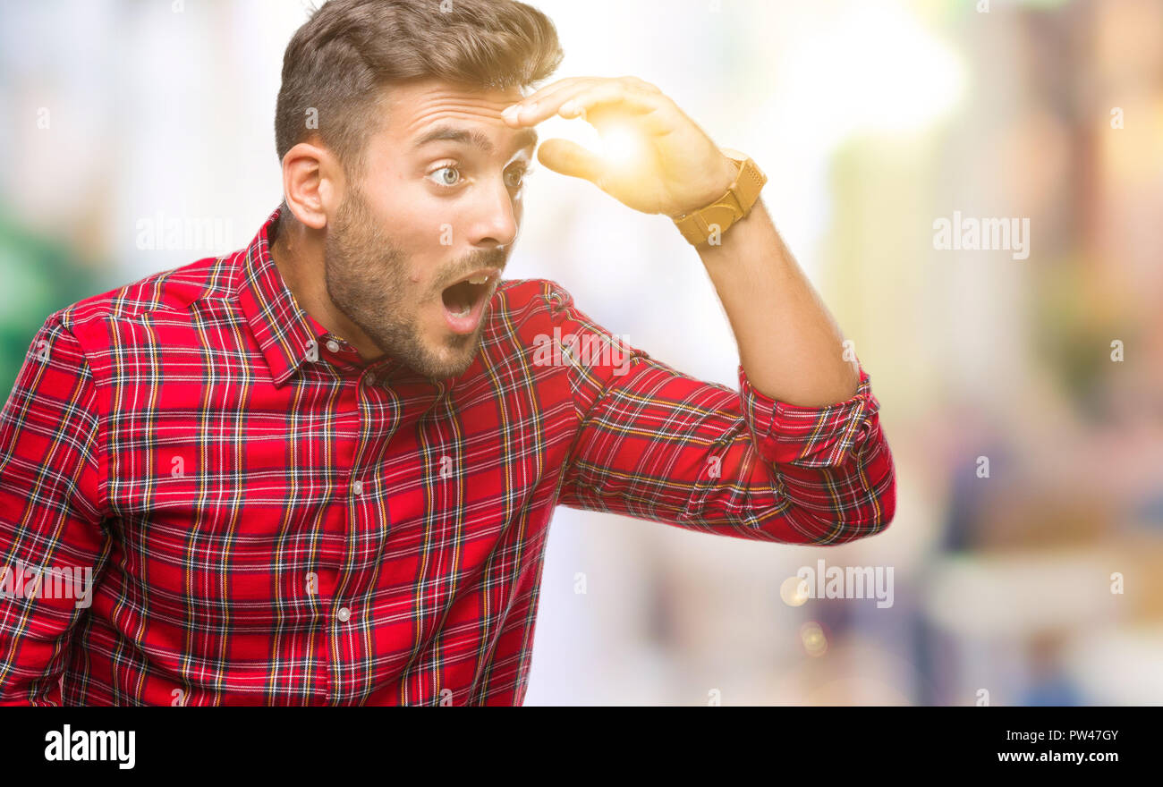 Young handsome man over isolated background very happy and smiling ...
