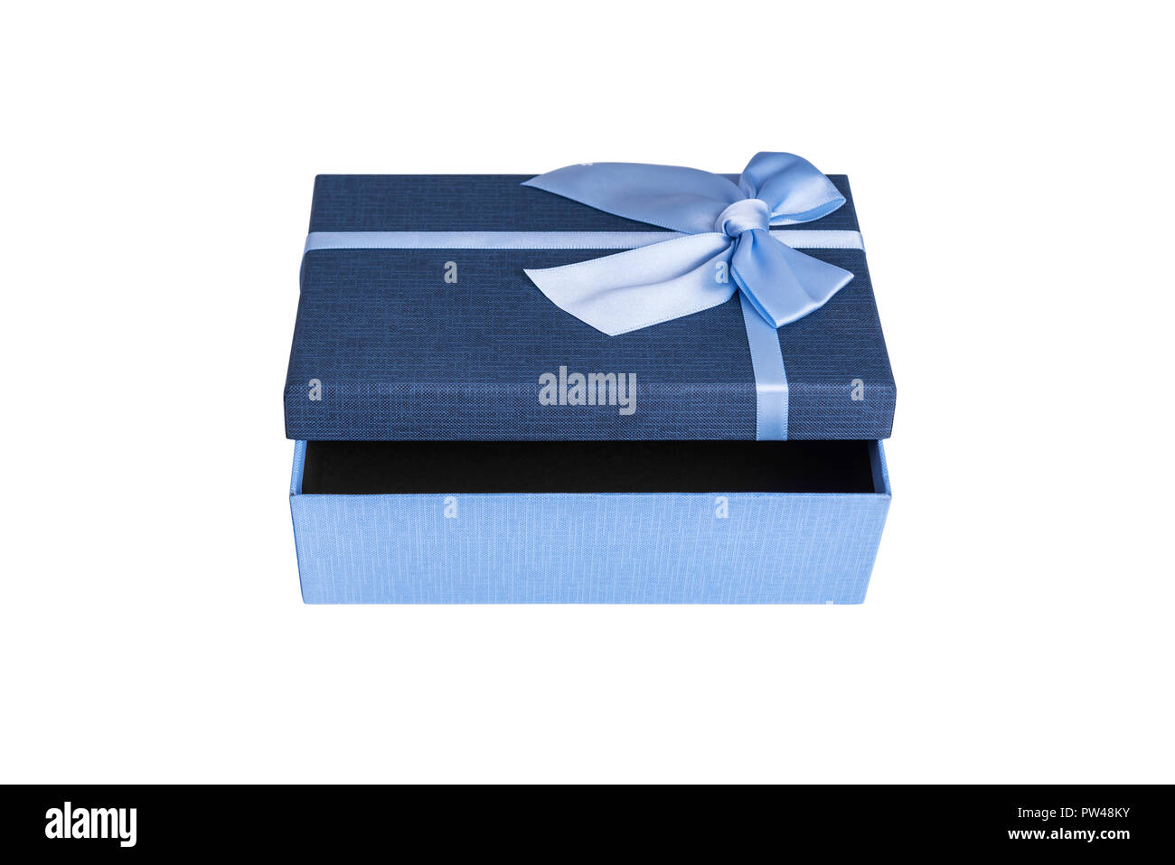 Blue box open on a white background Stock Photo - Alamy