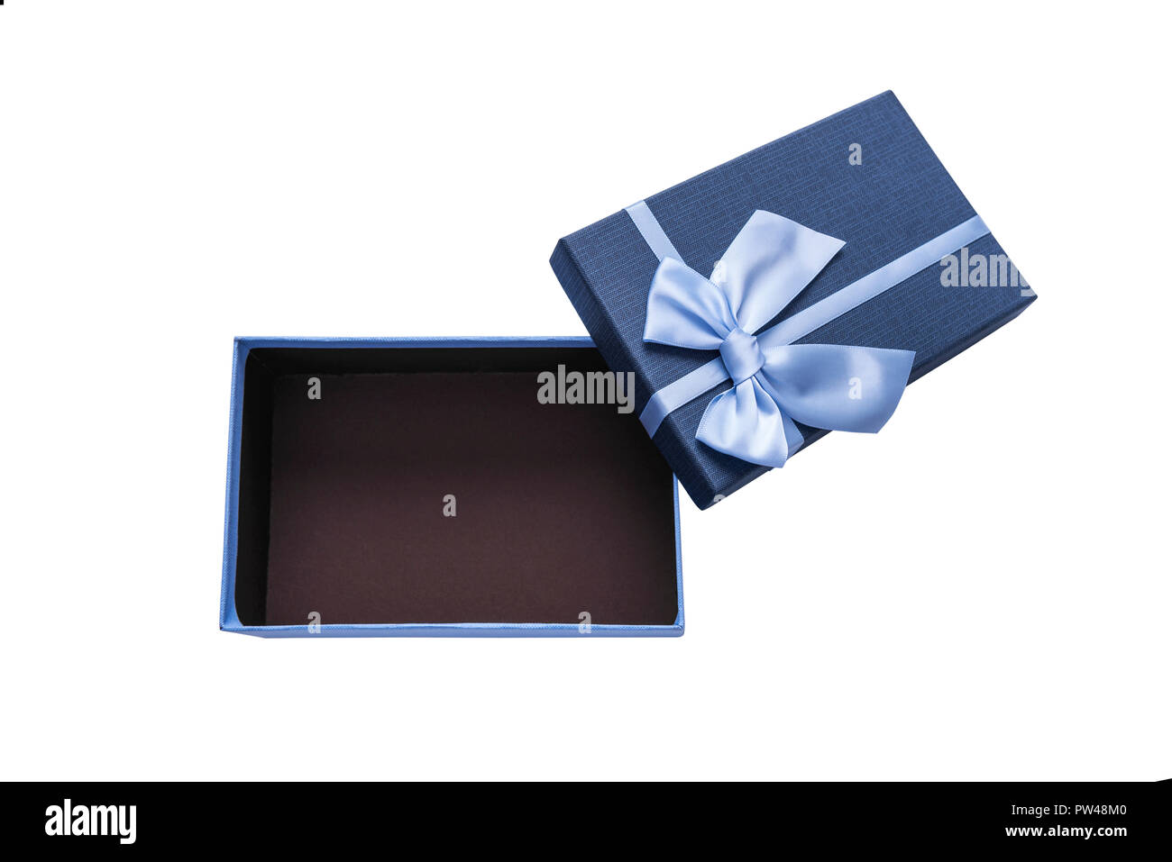 Blue box open on a white background Stock Photo - Alamy