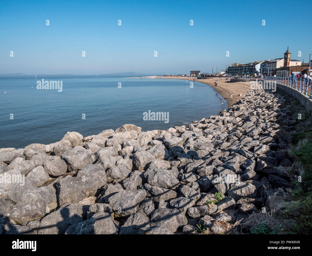 Sea defence boulders along Morecambe Promenade Stock Photo - Alamy