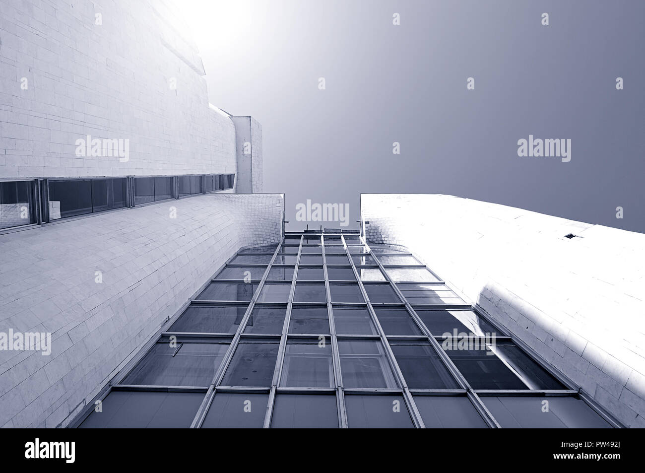 Architecture urban modern background - bottom view of high modern ...