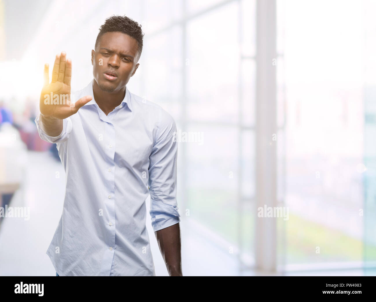 Black Guy Stop Sign Palm Hand High Resolution Stock Photography and ...