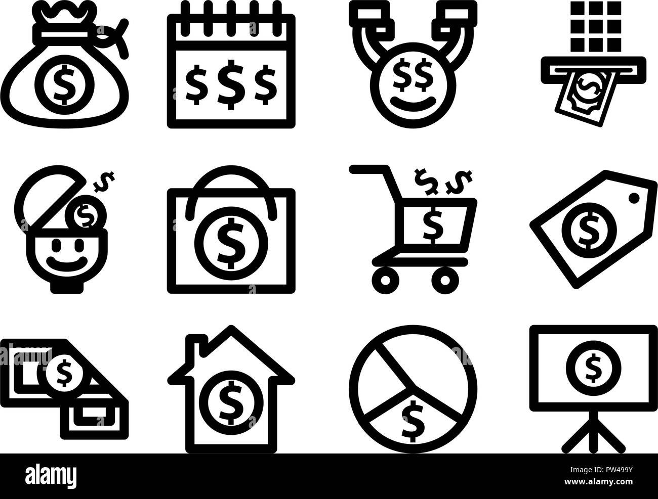 Money Template Icon Set Vector Stock Vector Image & Art - Alamy