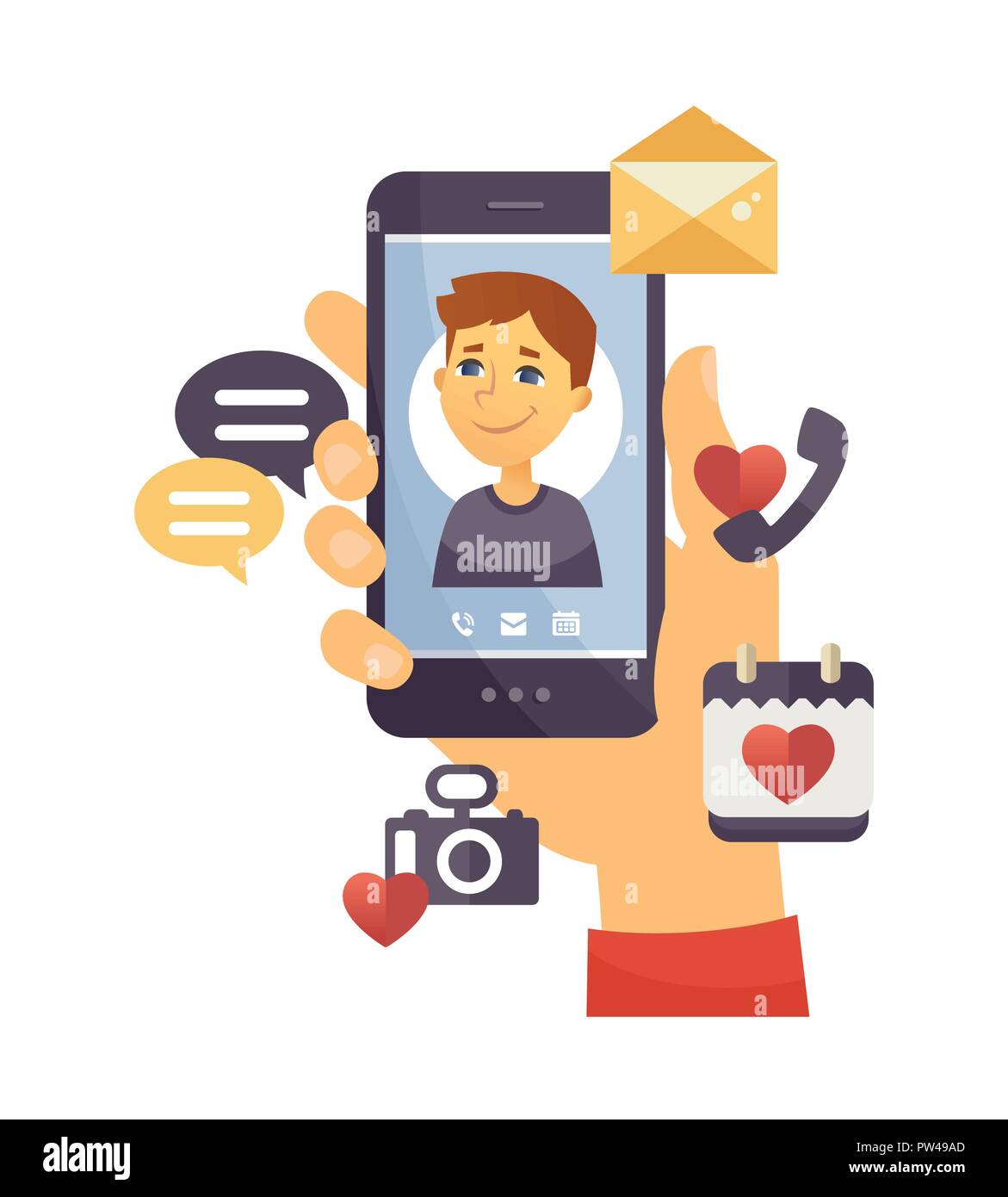 Son calling - modern vector cartoon character illustration on white ...