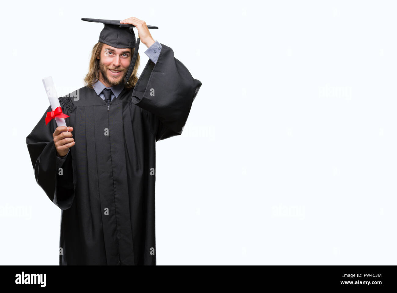 Sad college graduate holding diploma hi-res stock photography and ...