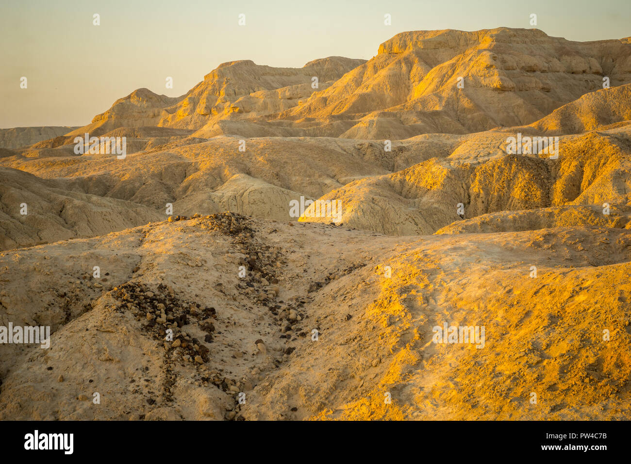 Sunrise view of Marlstone rock formation, in Neot HaKikar, northern ...