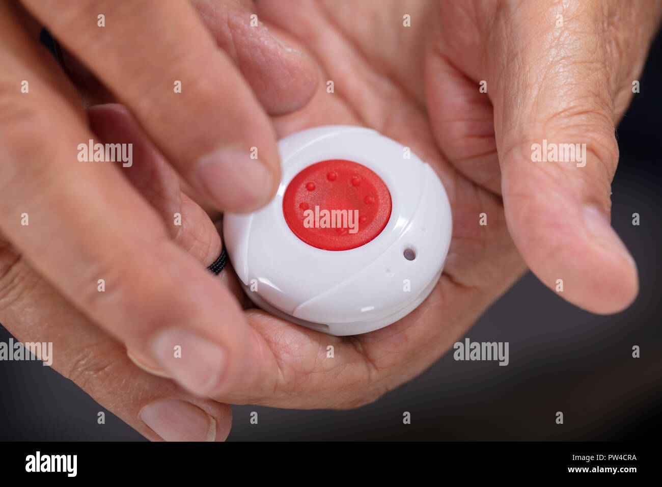 Close-up Of A Man's Hand Pressing Alarm Button For Emergency Stock ...