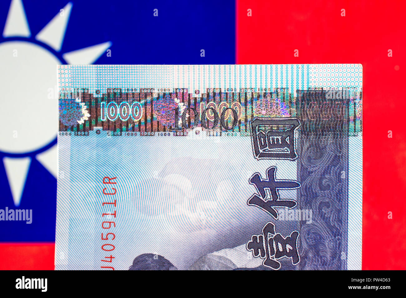 Taiwan currency notes , Taiwan currency on Taiwan flag Stock Photo - Alamy