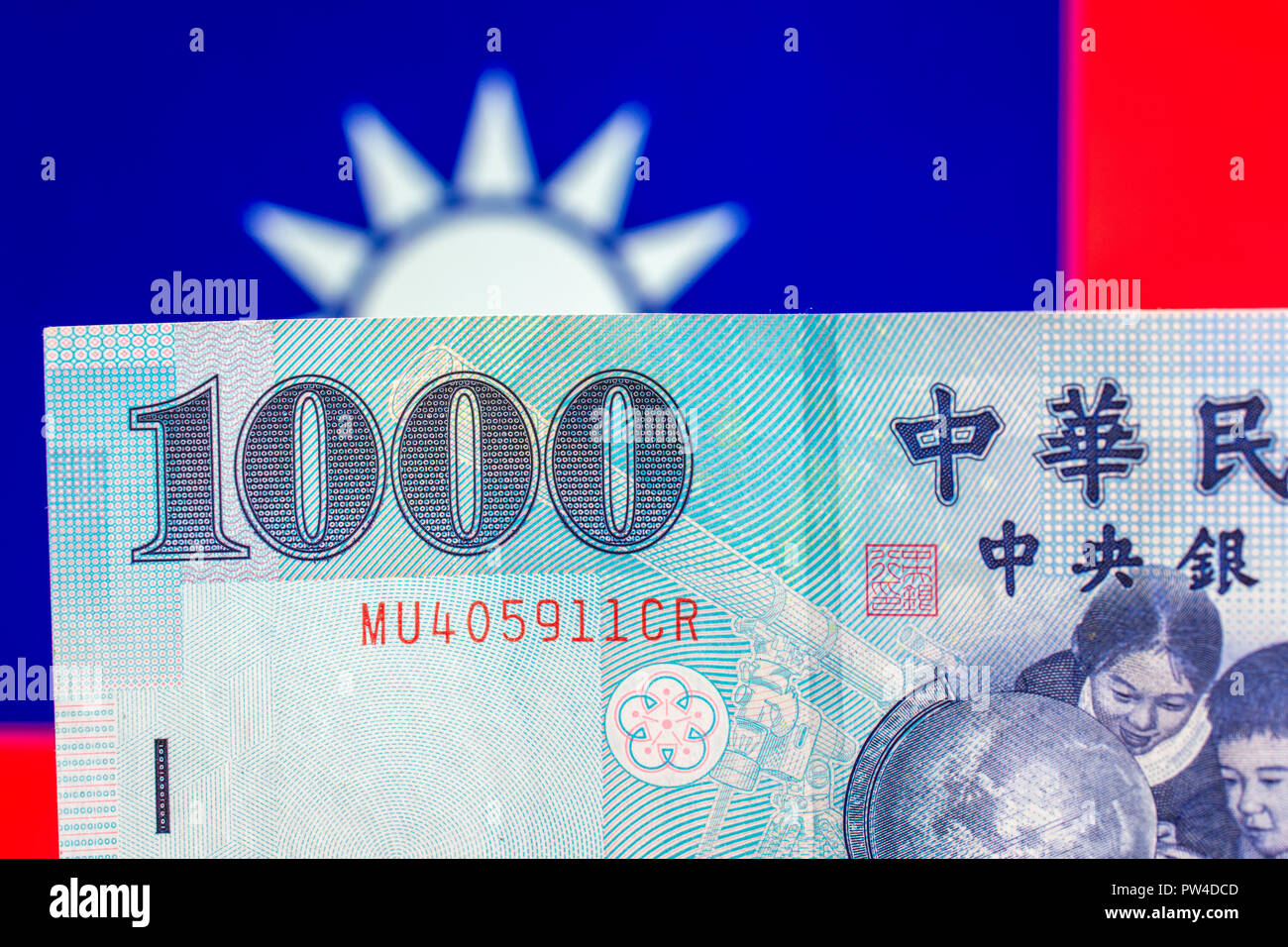 Taiwan currency notes , Taiwan currency on Taiwan flag Stock Photo - Alamy