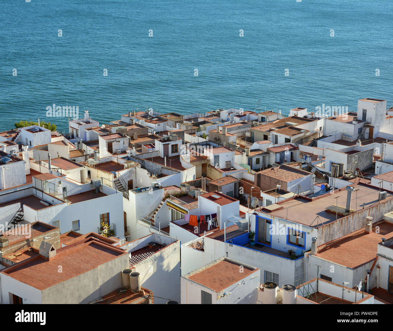 Aerial view of Peninsula town , Costa del Azahar, province of Castellon ...