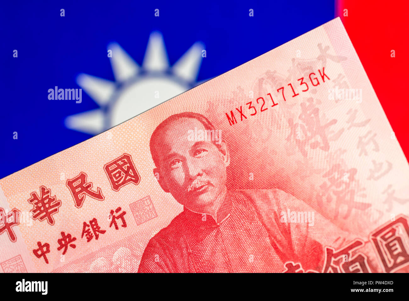 Taiwan currency notes , Taiwan currency on Taiwan flag Stock Photo - Alamy
