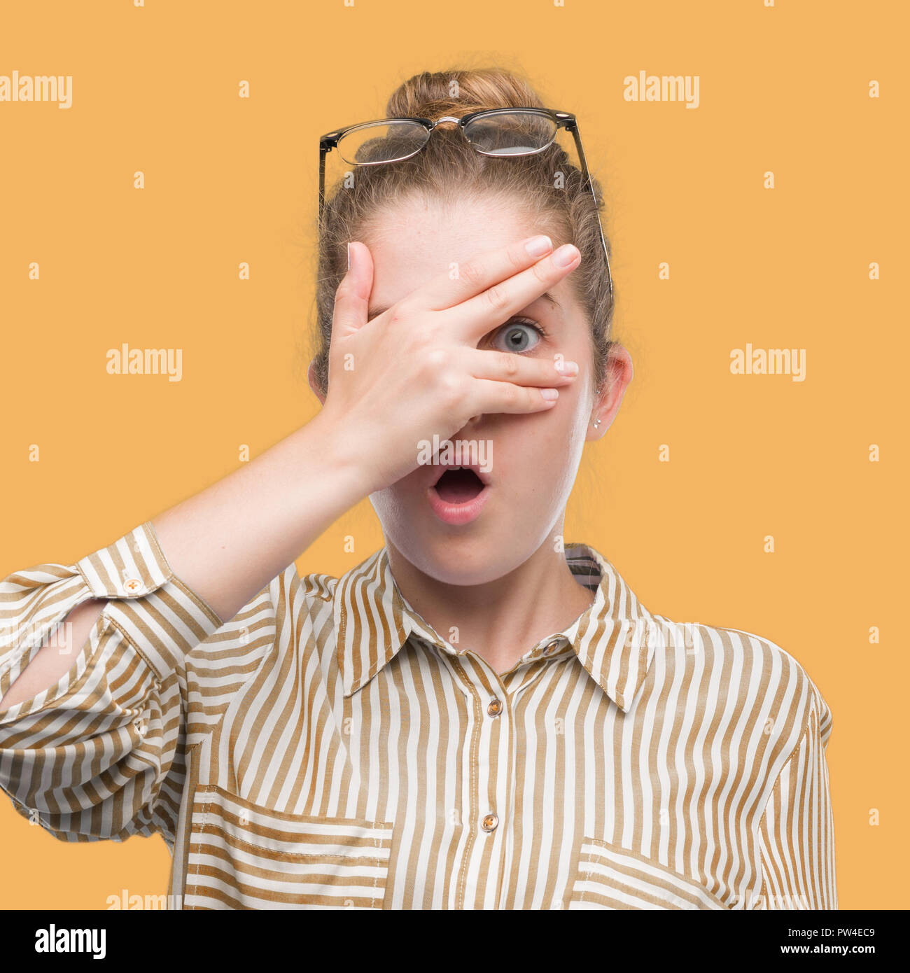 Happy Embarrassed Young Woman High Resolution Stock Photography and ...