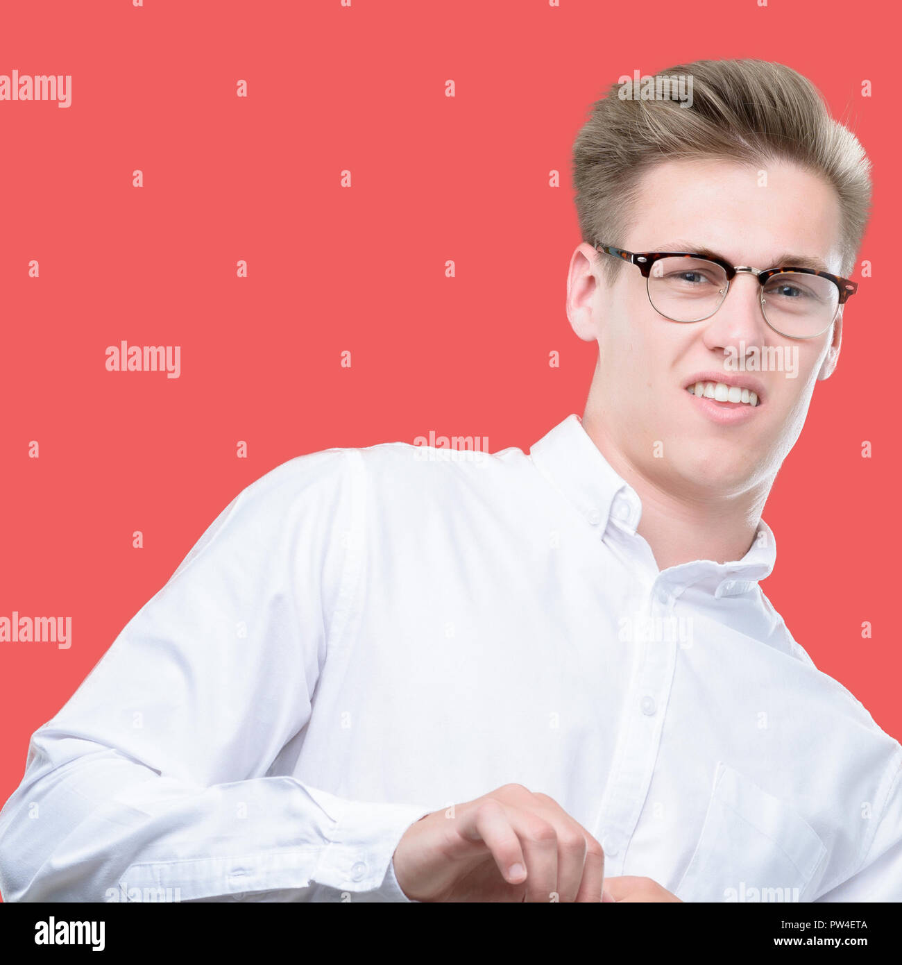 Young handsome blond man disgusted expression, displeased and fearful ...