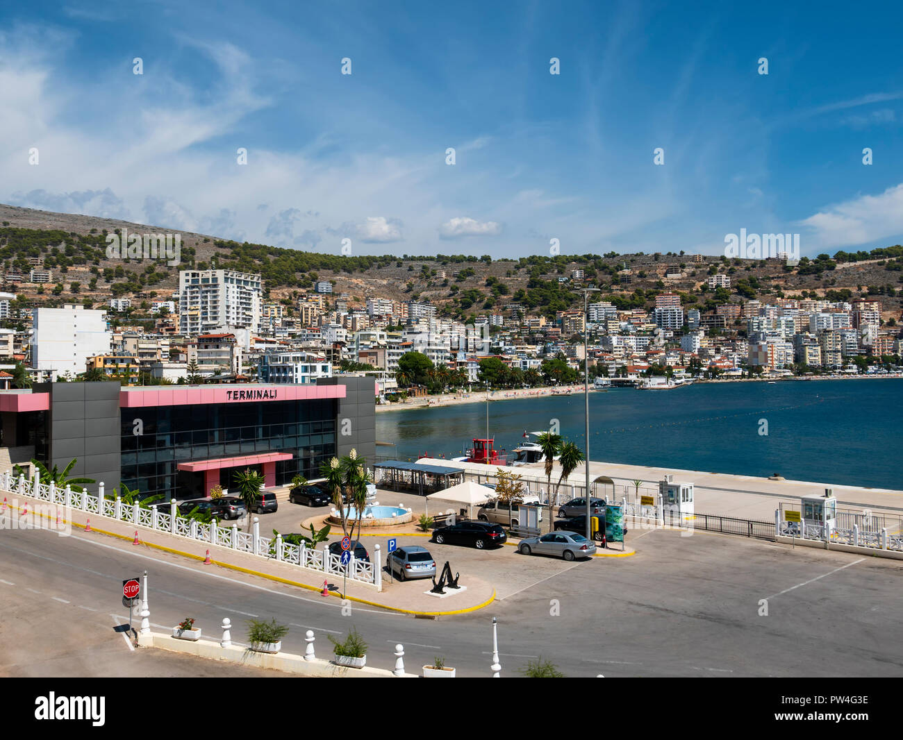 The port and ferry terminal, Saranda, Vlore County, The Republic of ...
