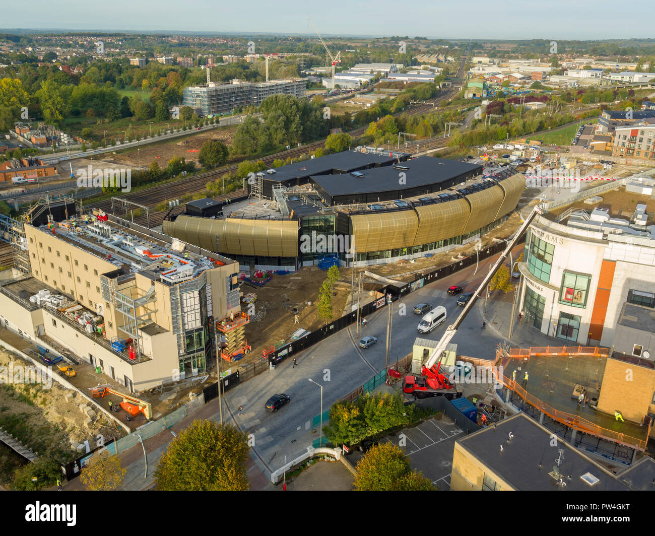 Aerial View Of Elwick Place, Ashford, Kent, UK Stock Photo - Alamy