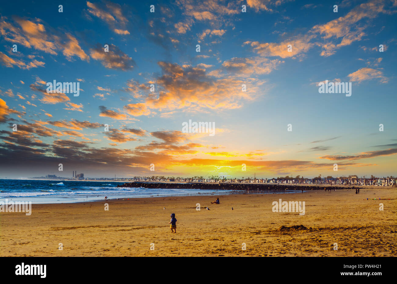Cloudy sky over Newport Beach at sunset, California Stock Photo - Alamy