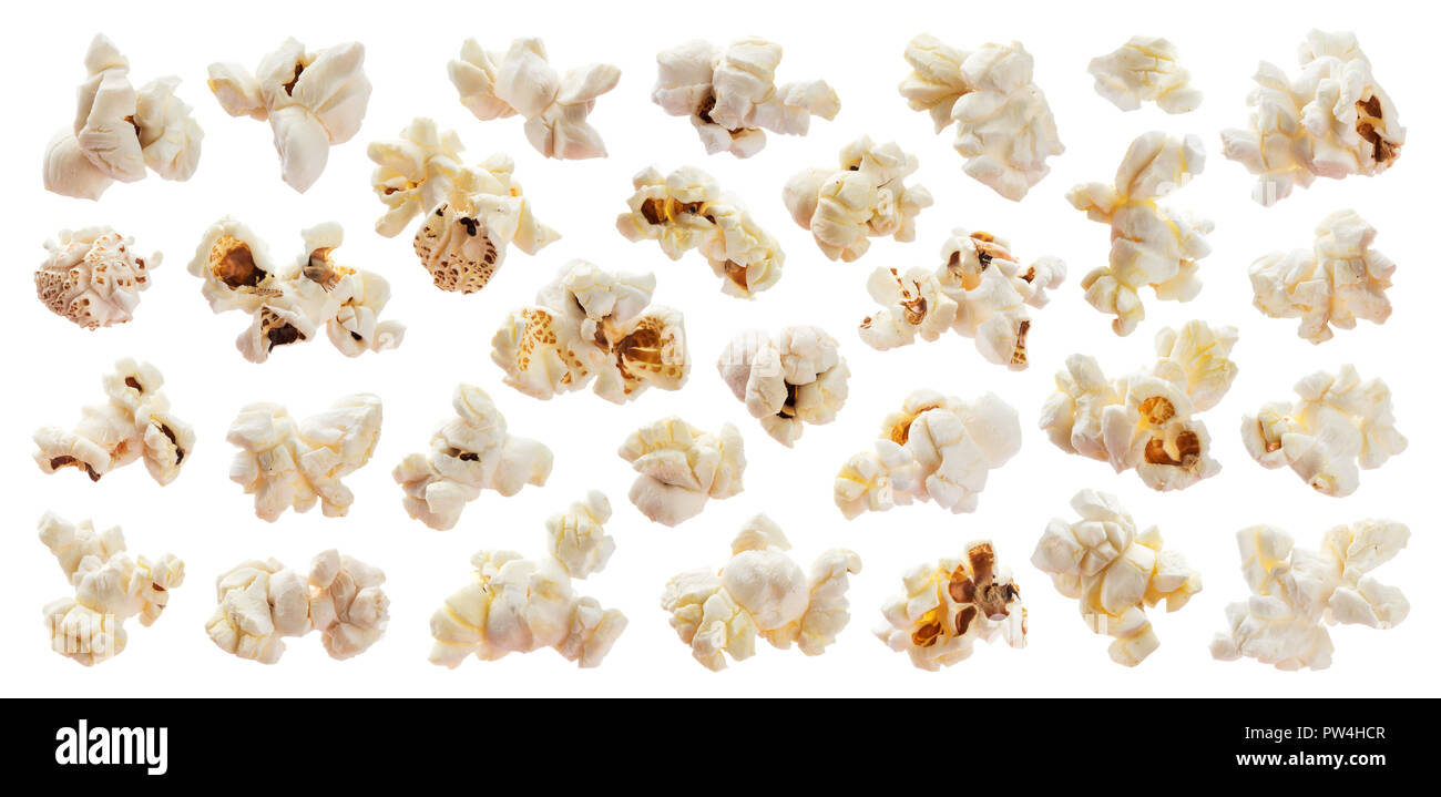 Popcorn isolated on white background with clipping path. Big collection ...