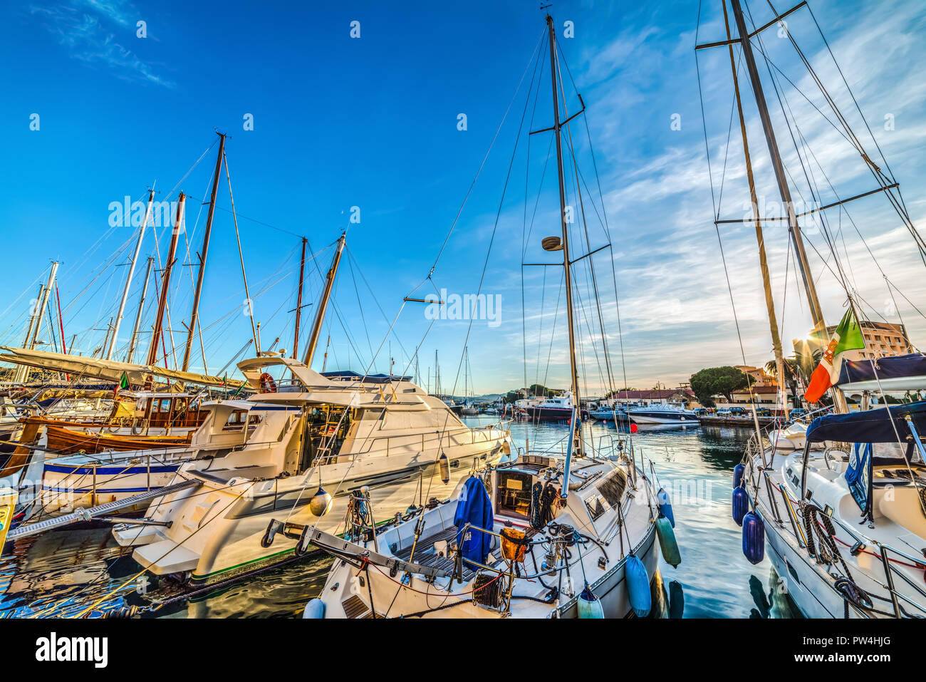 boats in La Maddalena harbor, Sardinia Stock Photo - Alamy