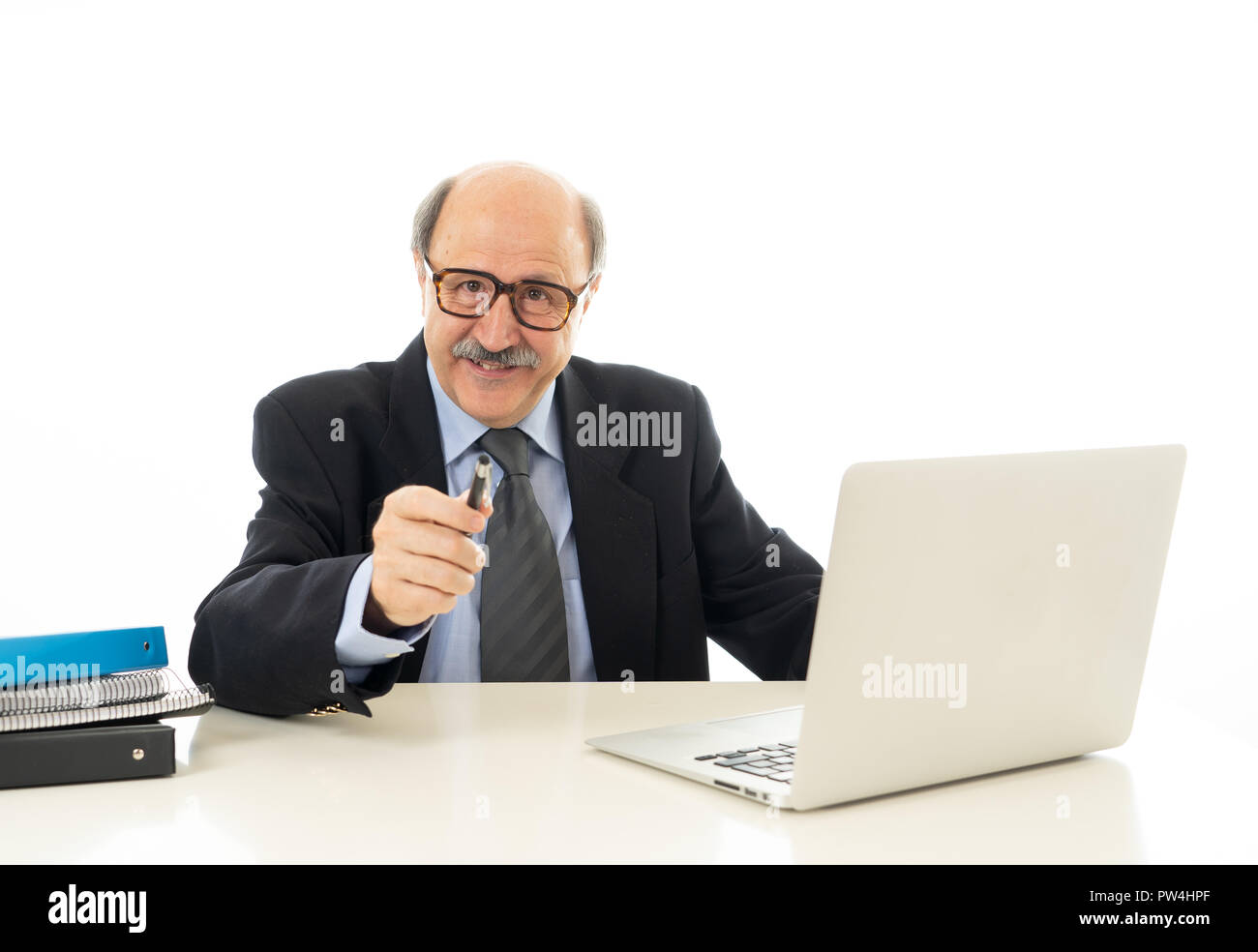 Corporate portrait of happy senior business man confident and satisfied ...