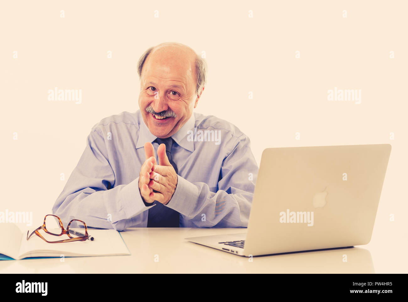 Corporate portrait of happy senior business man confident and satisfied ...