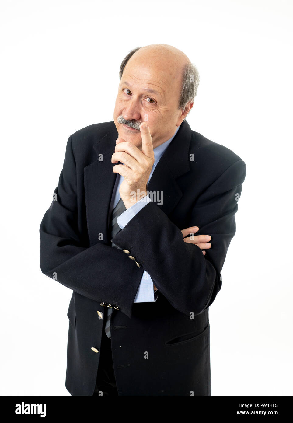 Portrait of old businessman in his 60s worried and thoughtful posing in ...