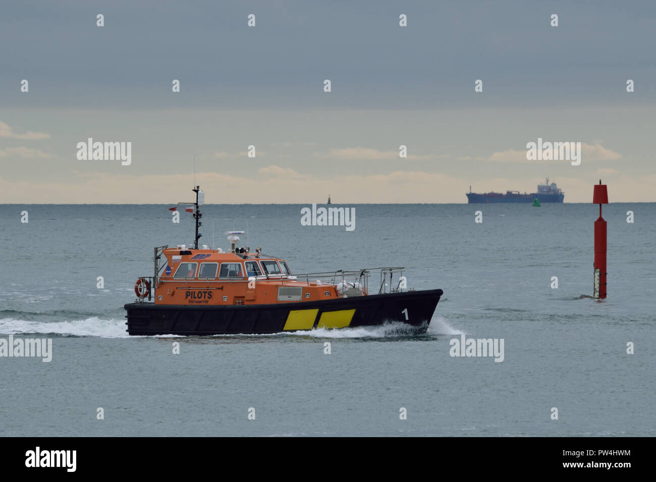 Portsmouth Harbour Pilot seen heading out in to the Solent Stock Photo ...