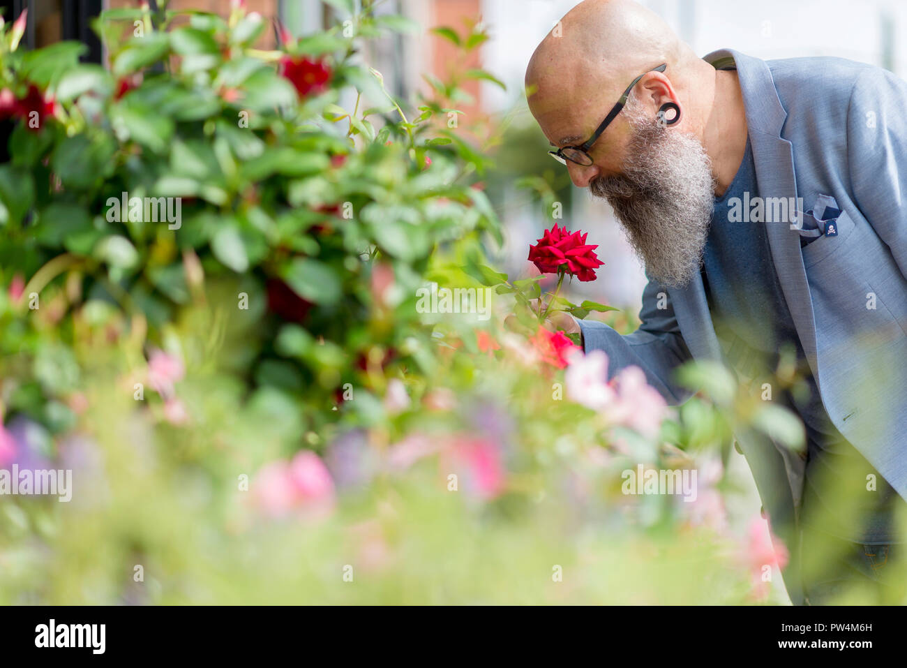 Baby smelling flower hi-res stock photography and images - Alamy