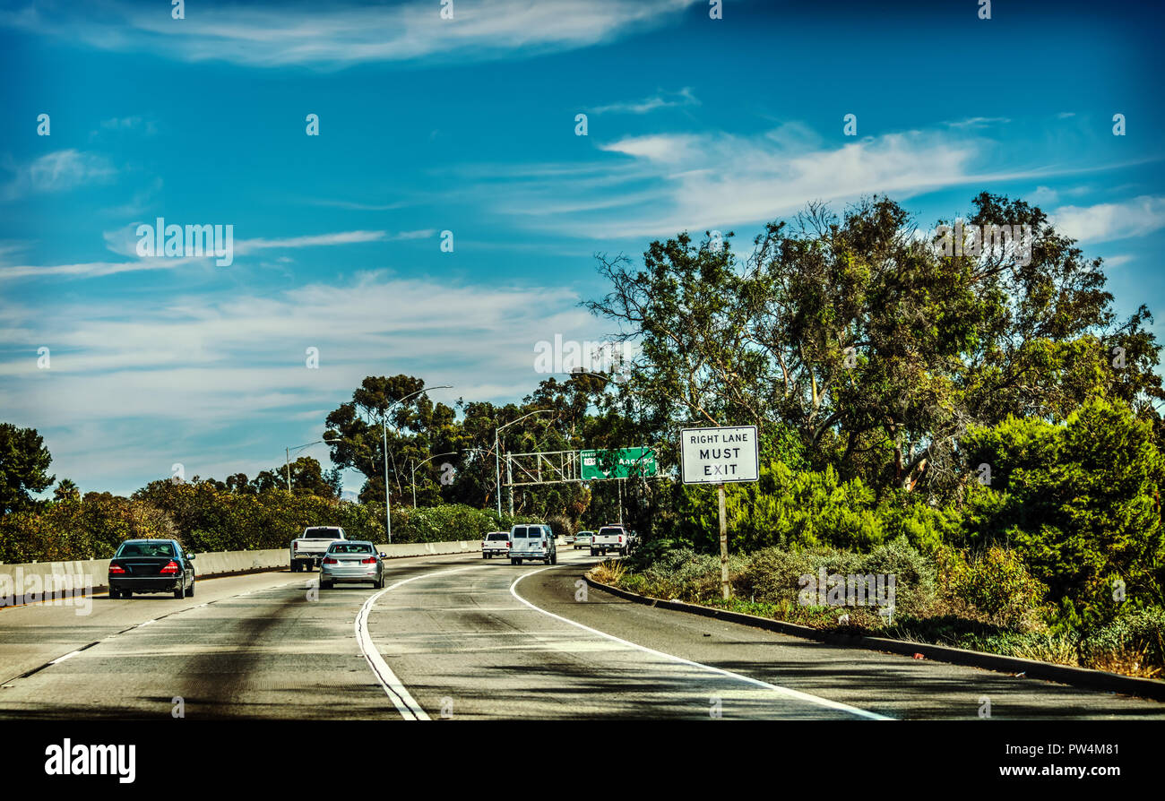 Traffic on 101 freeway southbound. California, USA Stock Photo - Alamy