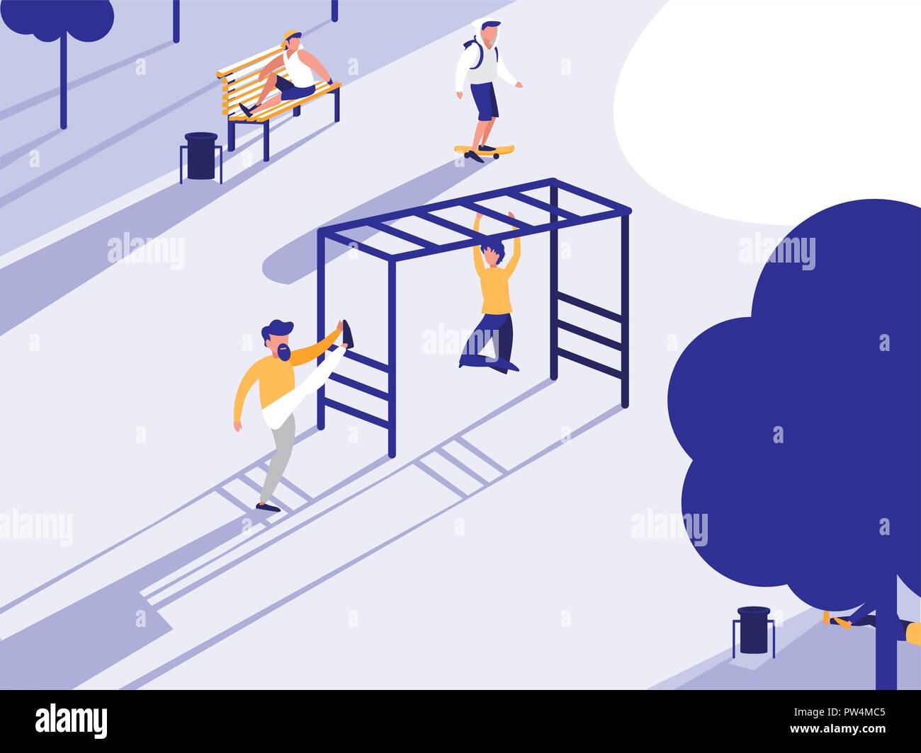 Playground stretching Stock Vector Images - Alamy