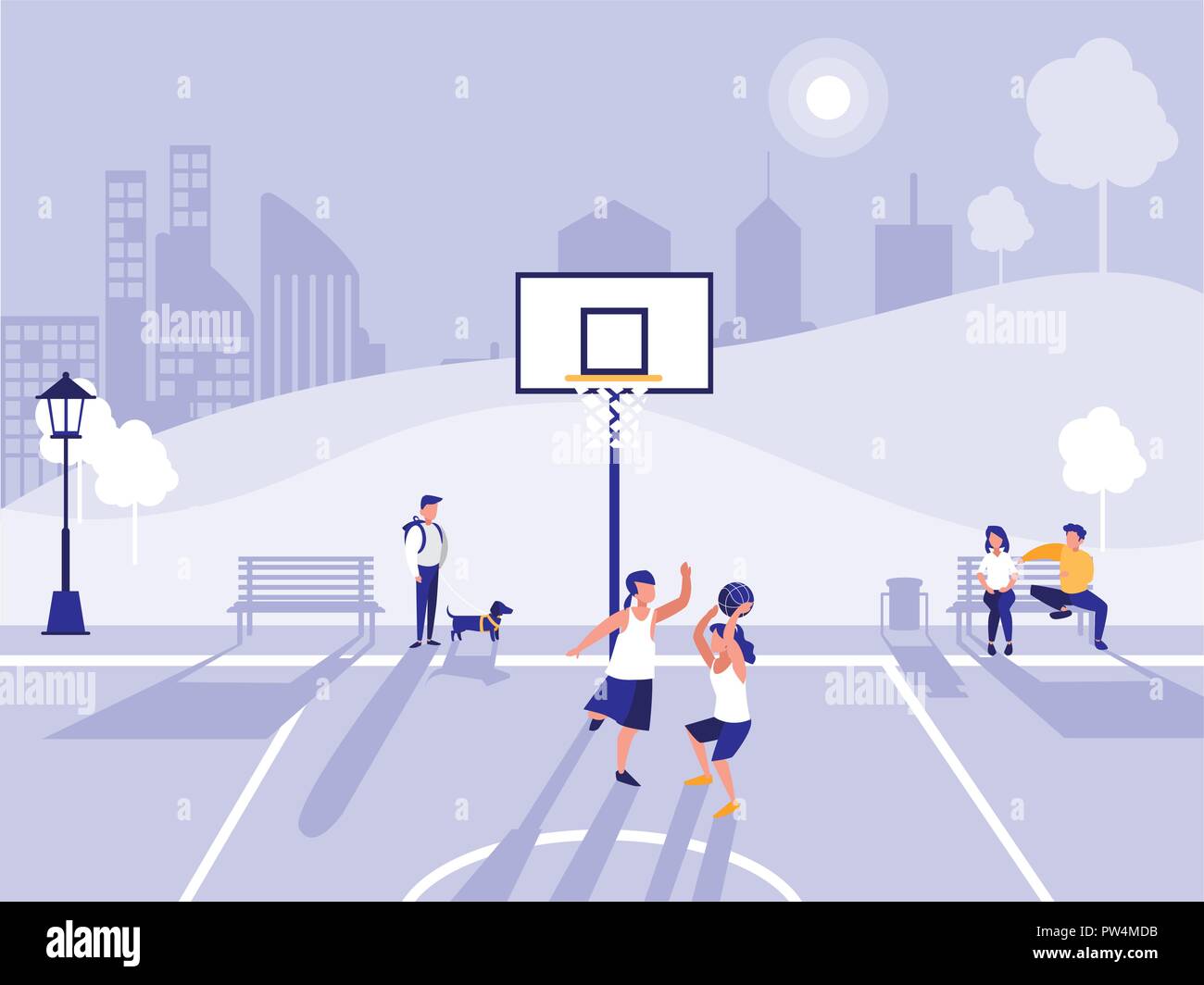 Women basketball outside Stock Vector Images - Alamy