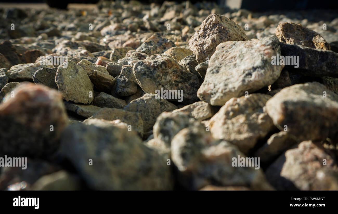 Crushed broken stone breakstone texture and background Stock Photo - Alamy