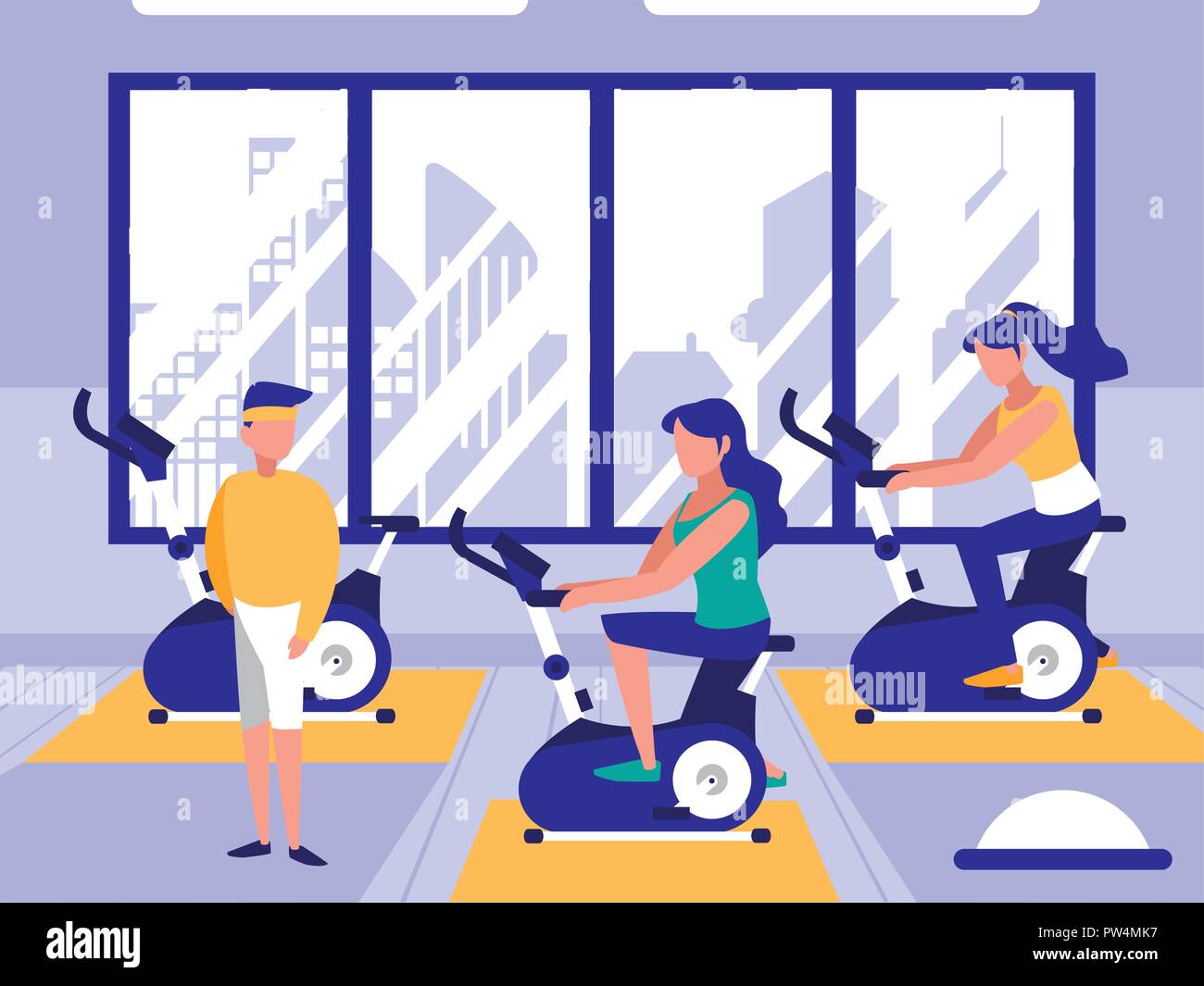 Empty bicycle in gym Stock Vector Images - Alamy