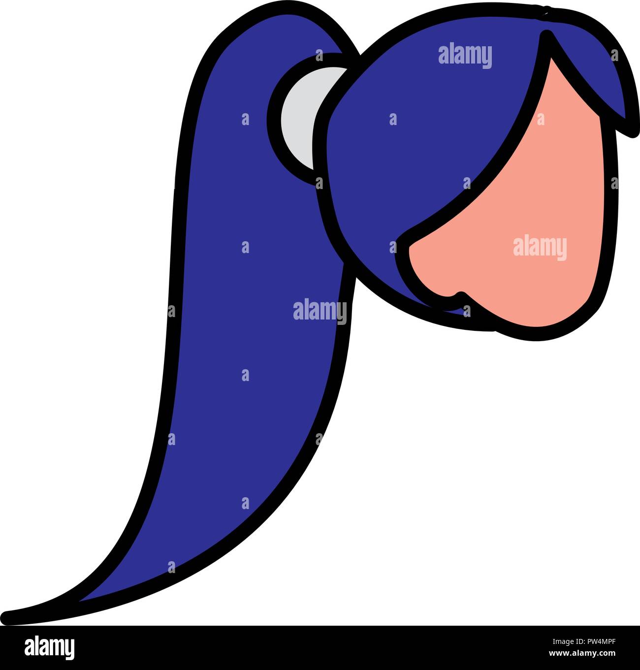 avatar woman with pony tail over white background, vector illustration ...