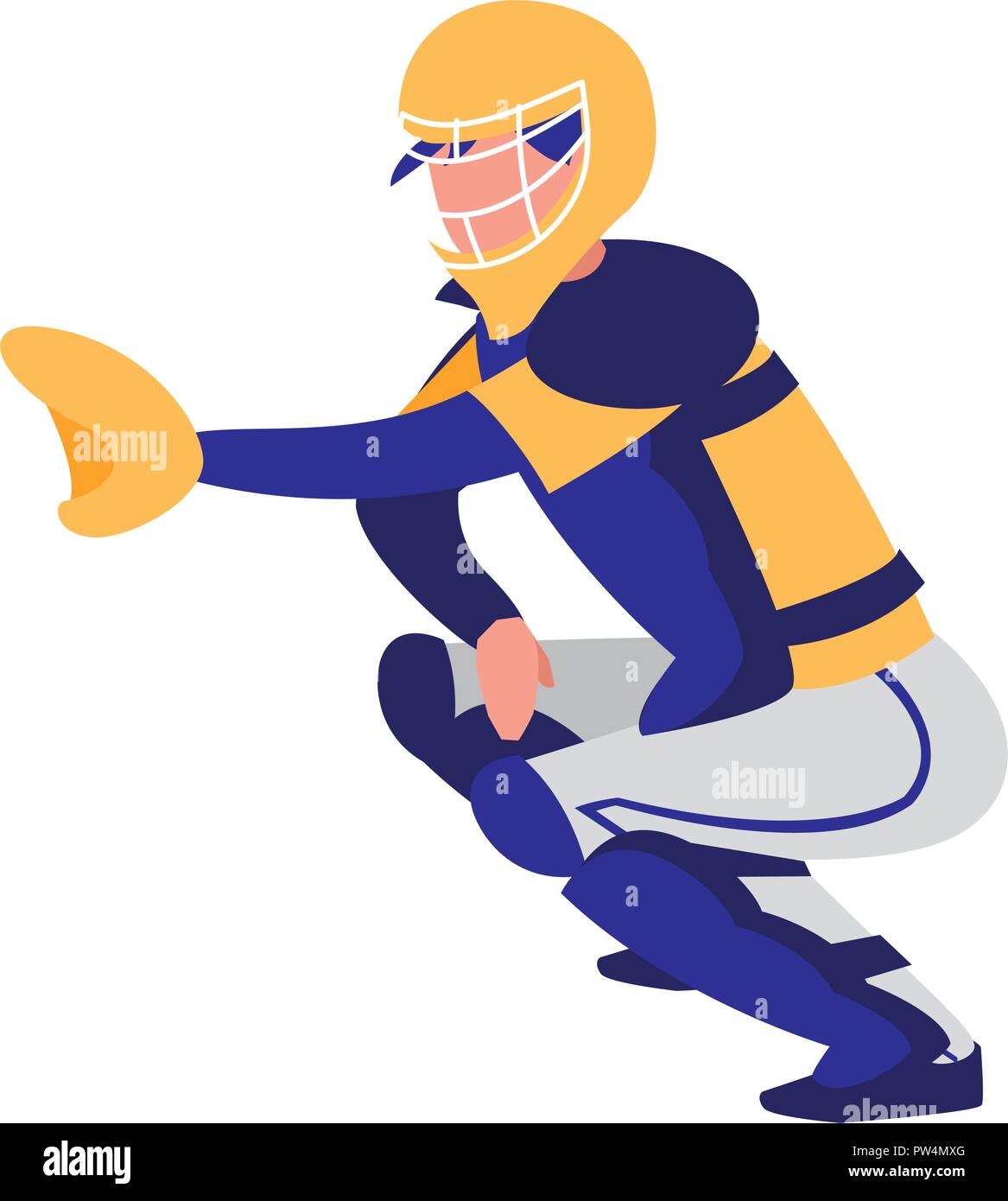 baseball catcher icon over white background, vector illustration Stock ...