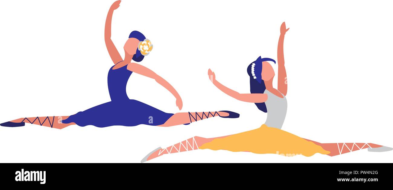 ballerinas girls dancing over white background, vector illustration ...