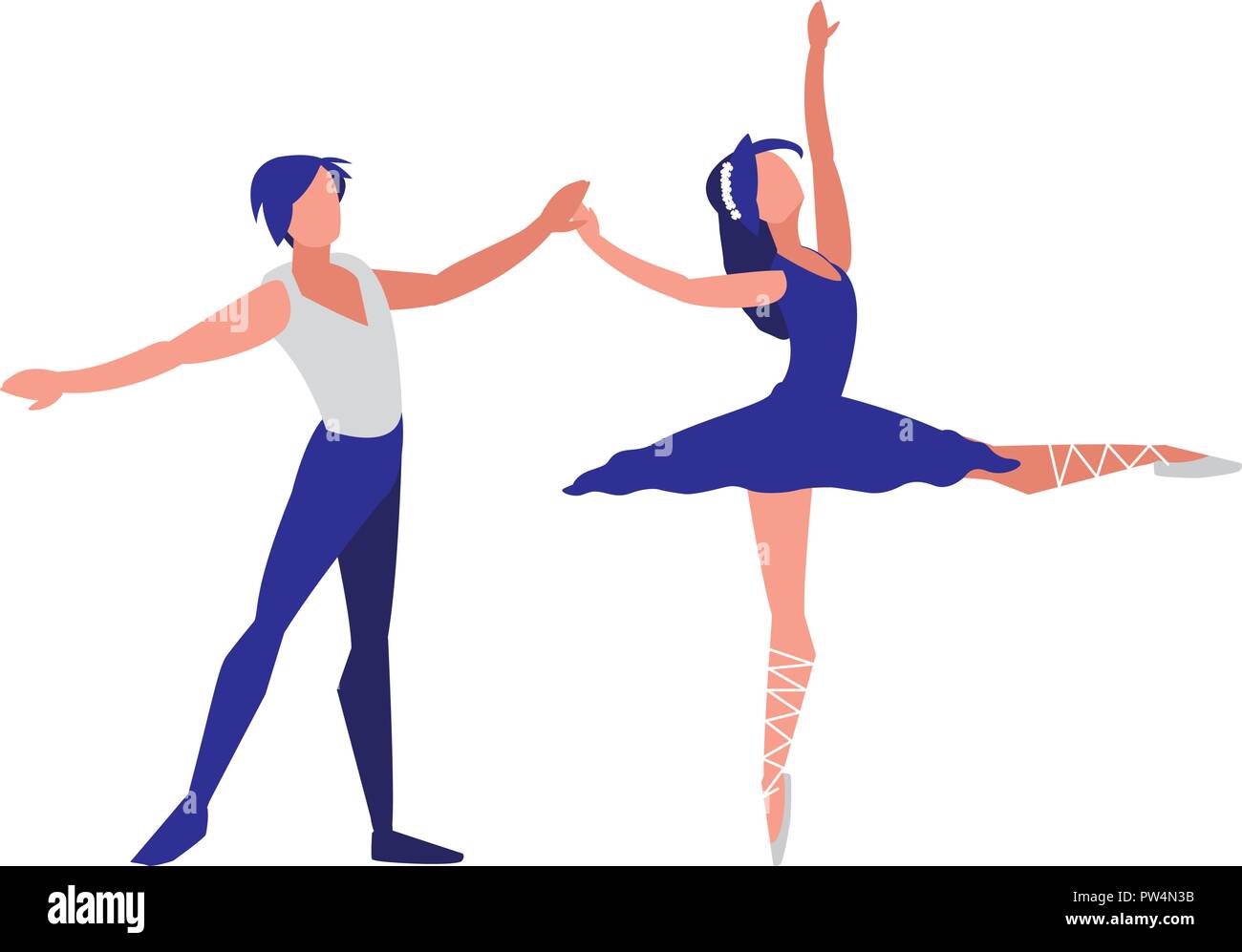 avatar ballet couple of dancers dancing over white background, colorful ...