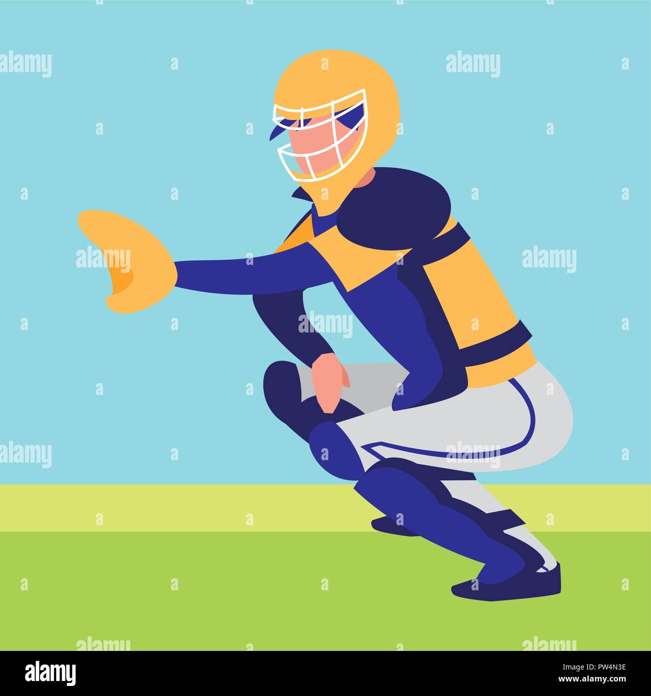 american football player over landscape background, vector illustration ...