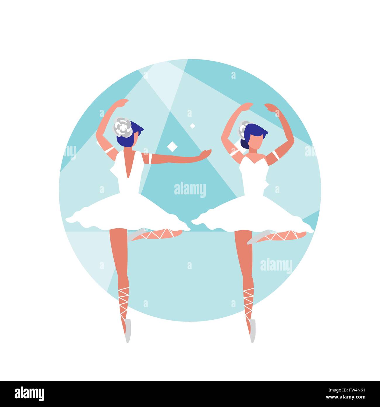 avatar ballet dancers dancing over white background, vector ...