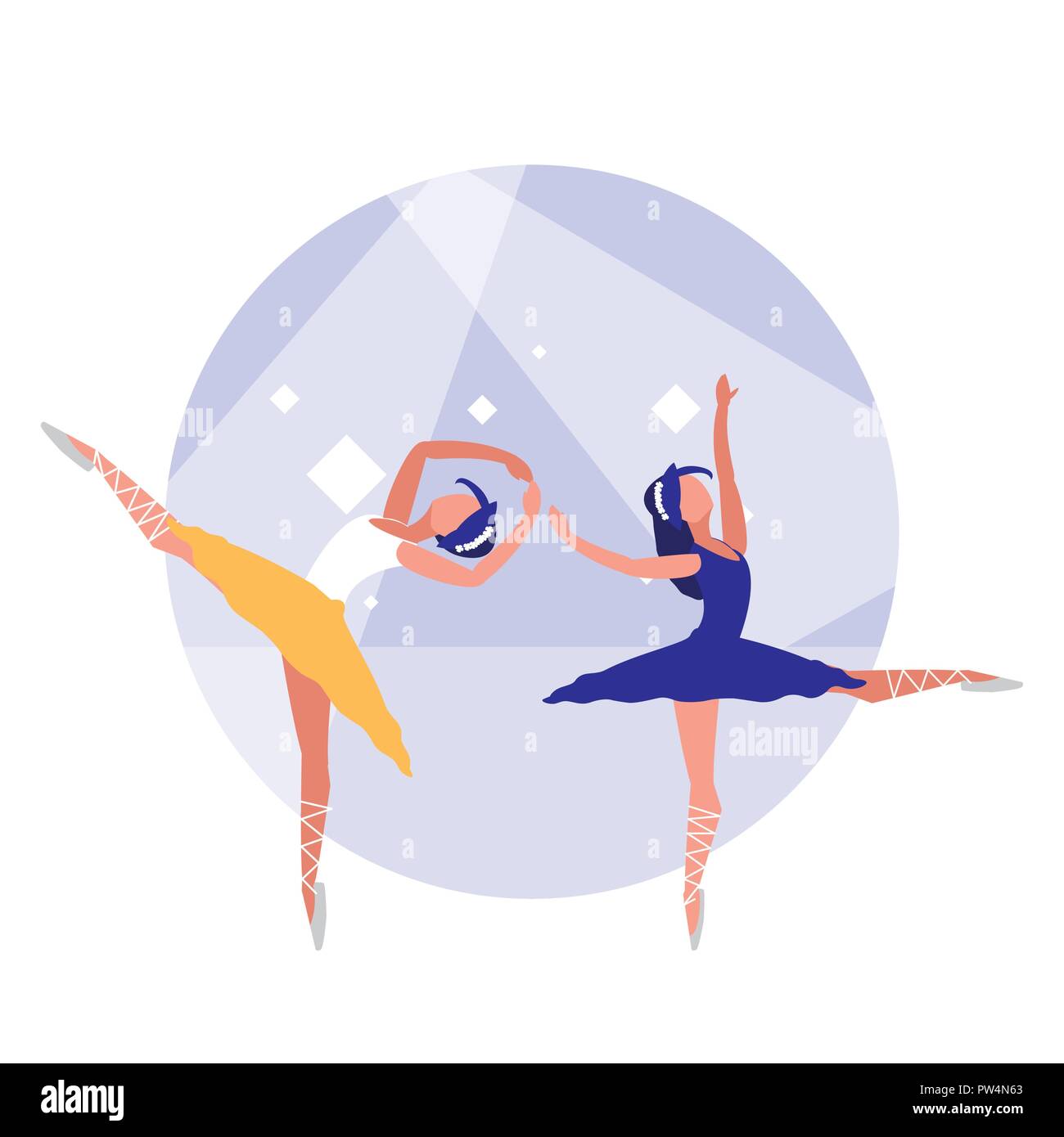 avatar ballet dancers dancing over white background, vector ...