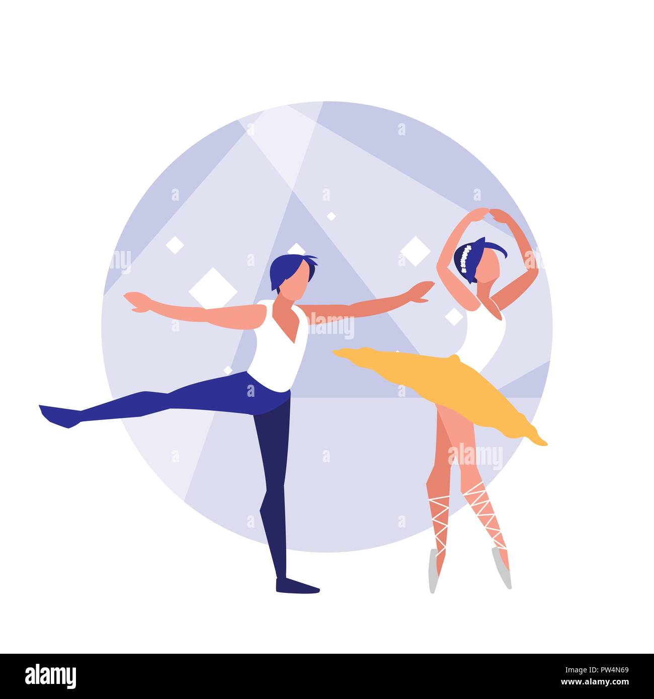 avatar ballet couple of dancers dancing over white background, colorful ...