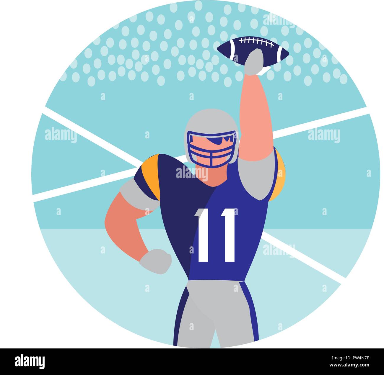 american football player holding a ball player over white background ...