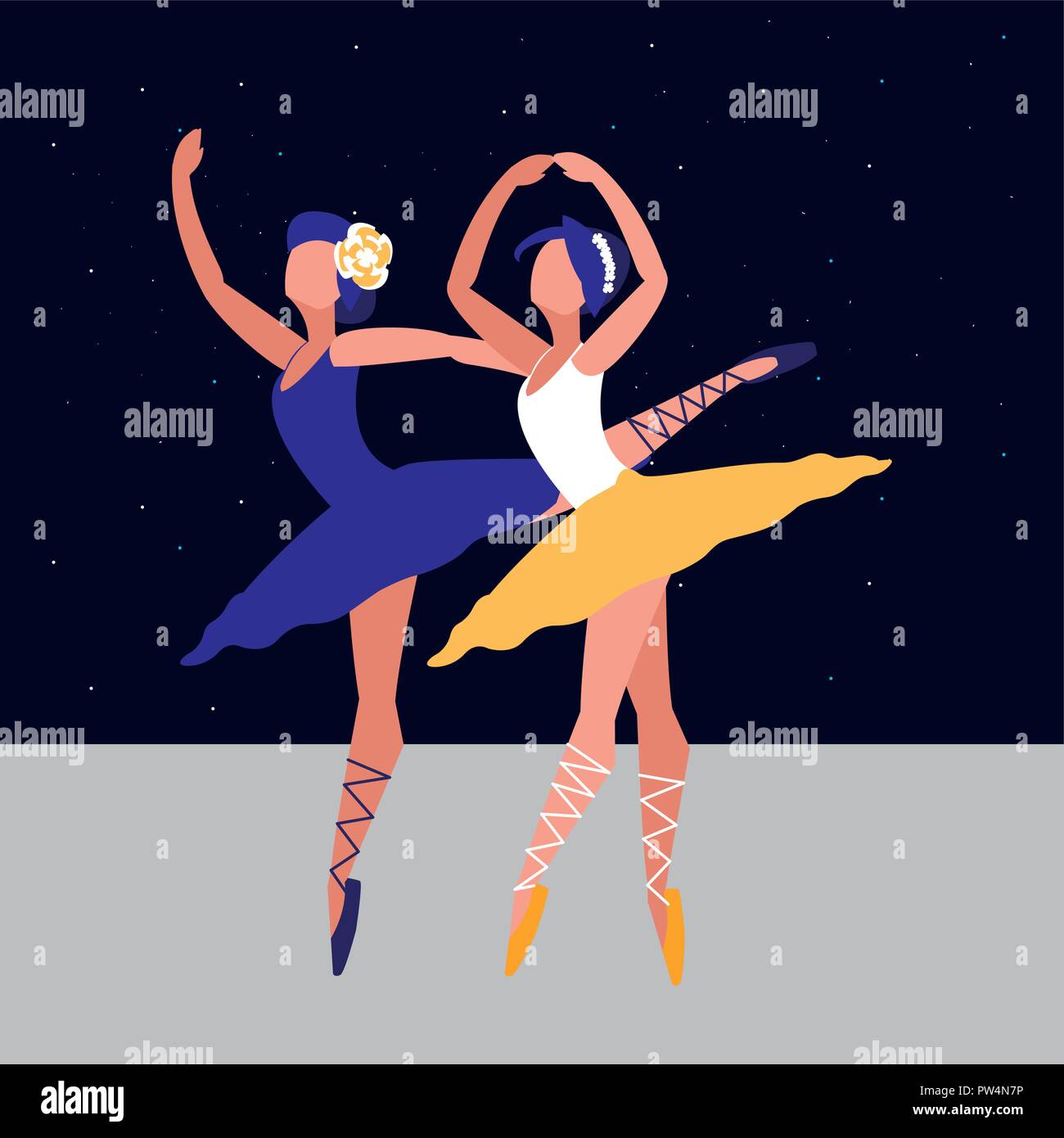 avatar ballet dancers dancing over colorful background, vector ...