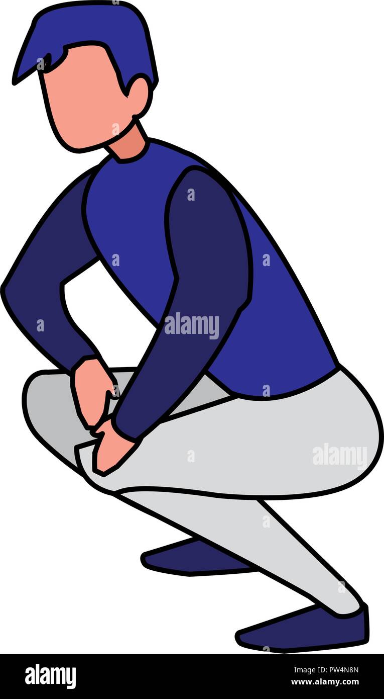 man crouching icon over white background, vector illustration Stock ...