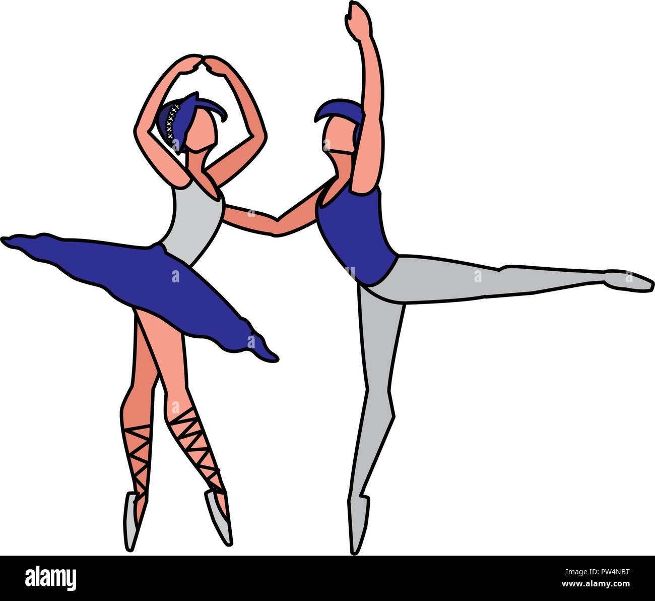 Ballet Couple Of Dancers Dancing Over White Background Colorful Design Vector Illustration