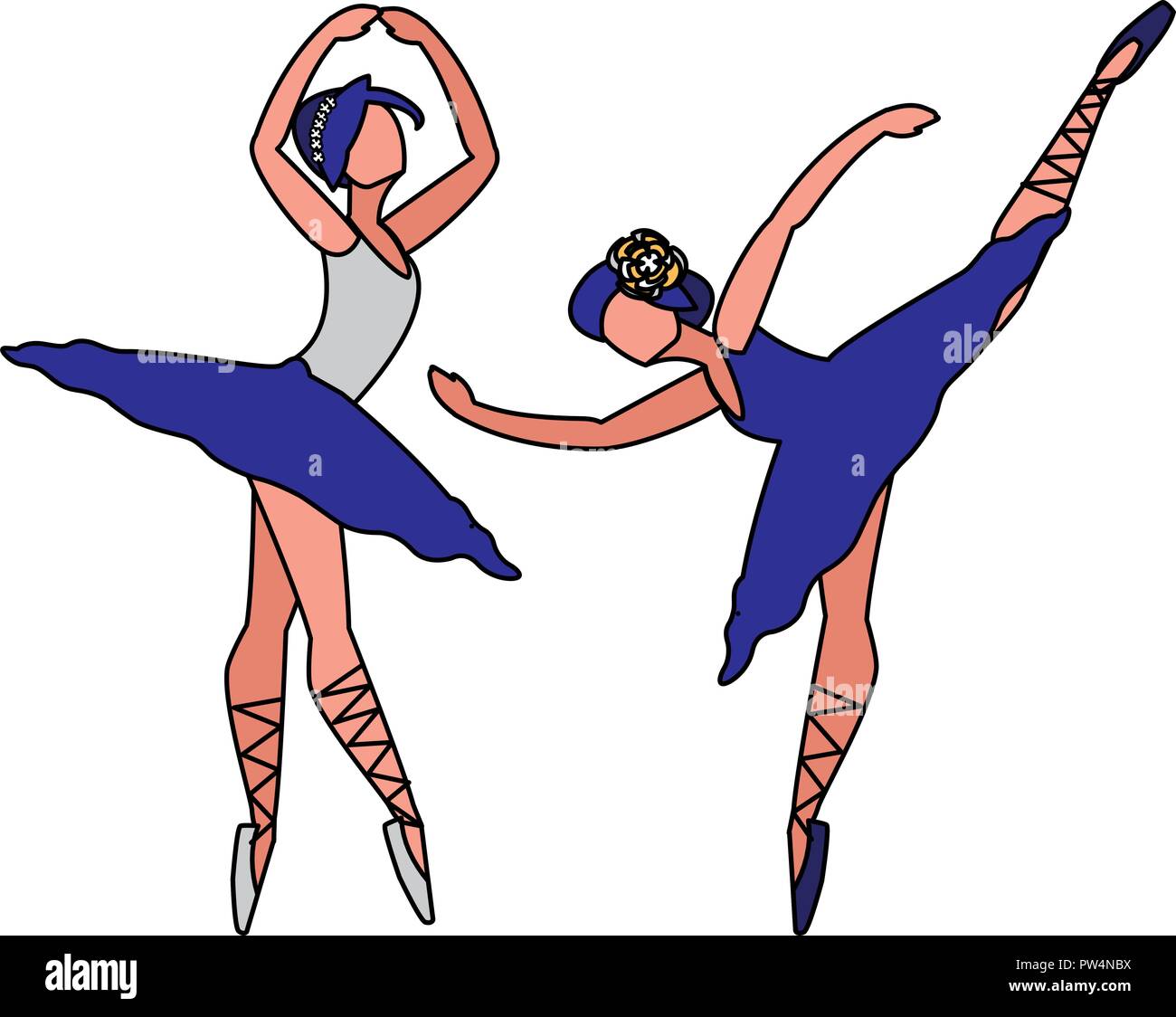 avatar ballet dancers dancing over white background, vector ...