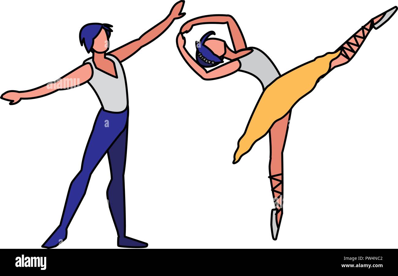 avatar ballet couple of dancers dancing over white background, colorful ...