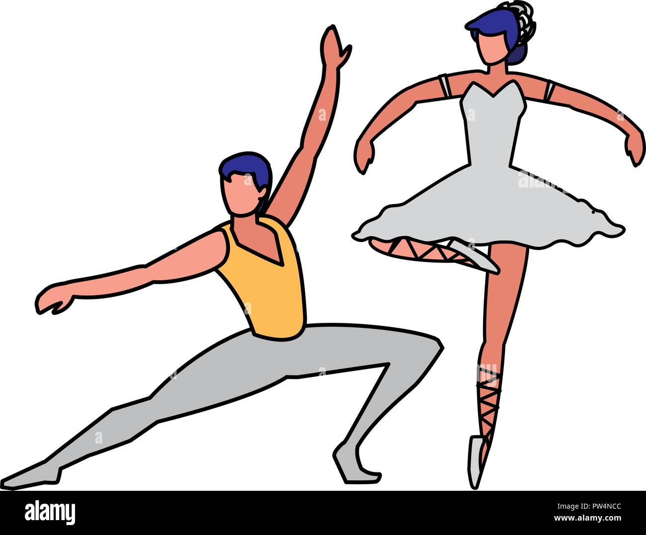 avatar ballet couple of dancers dancing over white background, colorful ...
